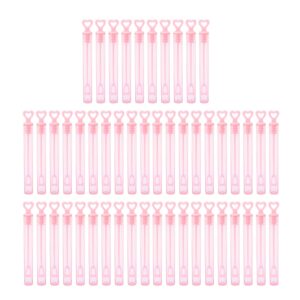 Hztyyier Mini Bubble Wands Heart Shaped Pink Transparent Bubble Sticks 50pcs Party Favors Game Rewards Weddings Kids