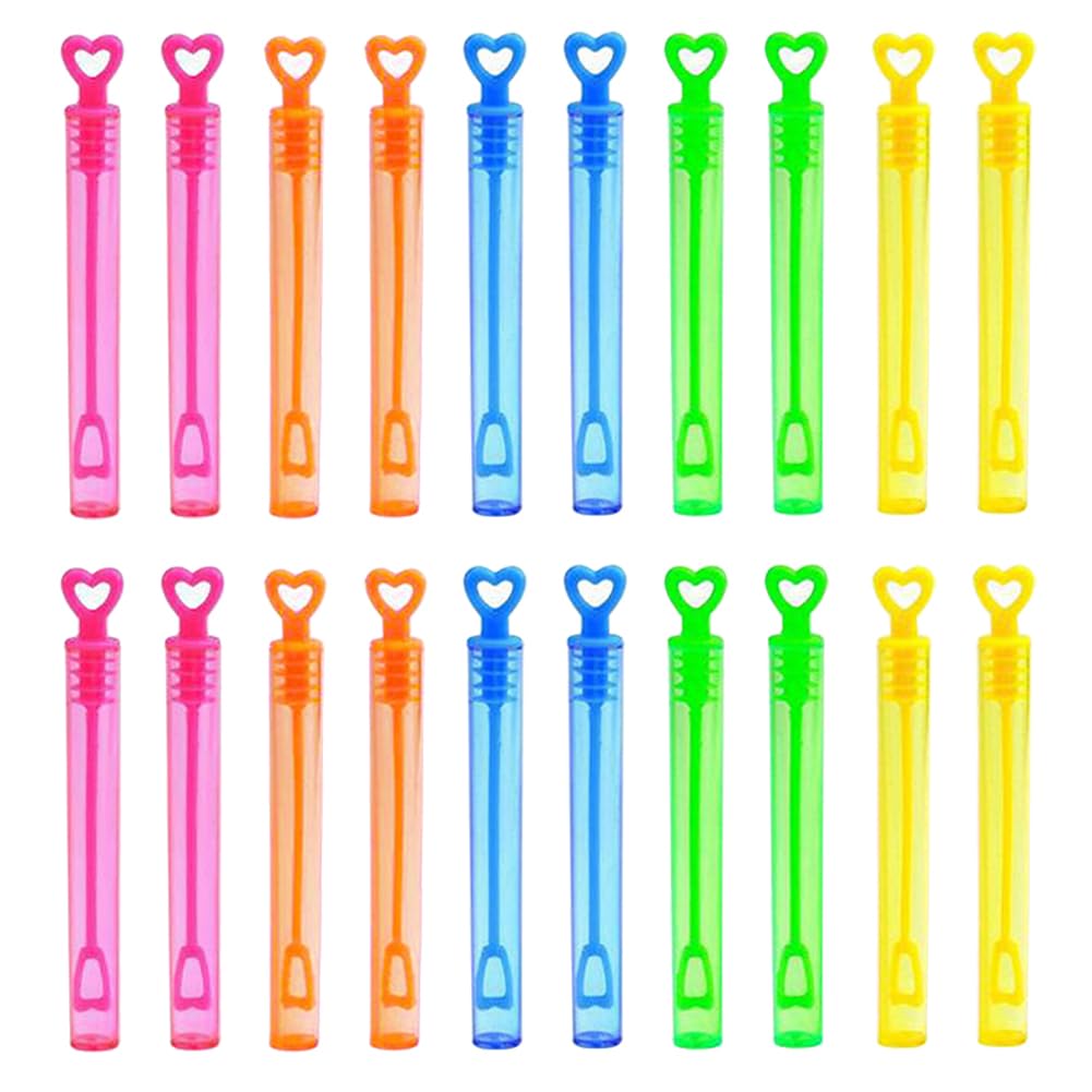 20 Pcs Empty Colorful Bubble Wands Party Bag Bubbles Mini Party Bubbles Small Bubble Tubes Wedding Favour Bubbles Heart