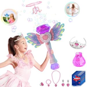 bubble wand for kids girls - princess bubble wands toddler bubble machine wands blower age 3 4 5 6 7 8 years old girl gifts for birthday children's day party summer outdoor toys pink