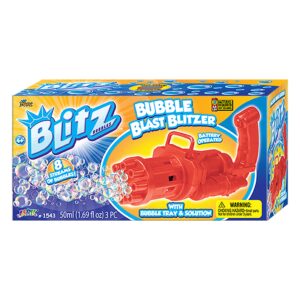 ja-ru blitz bubble blaster machine gun (1 bubble gun) w/bubble tray & soap solution. battery operated bubble machine blower for kids summer outdoor activities wedding birthday party toys.1543-1