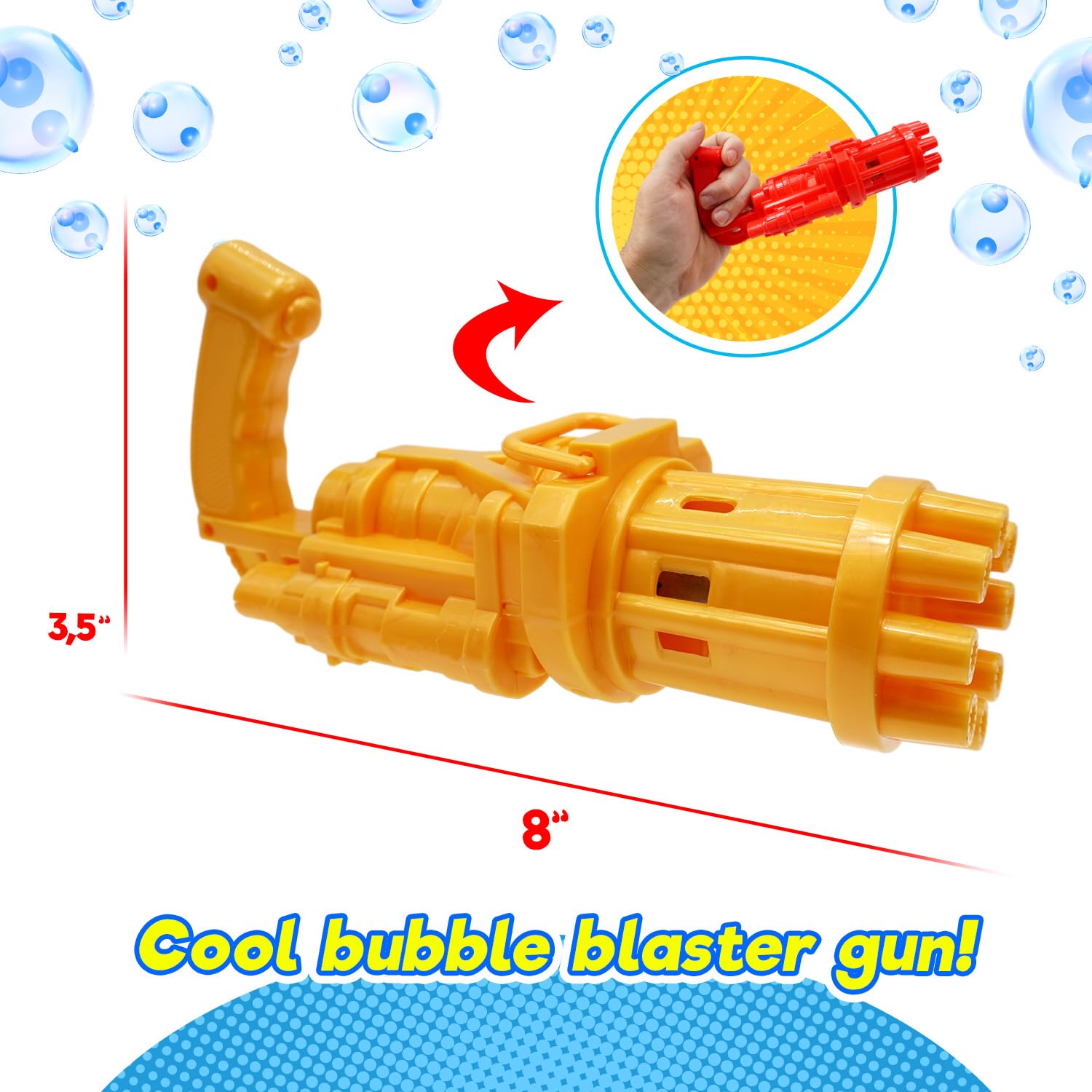 JA-RU Blitz Bubble Blaster Machine Gun (1 Bubble Gun) w/Bubble Tray & Soap Solution. Battery Operated Bubble Machine Blower for Kids Summer Outdoor Activities Wedding Birthday Party Toys.1543-1