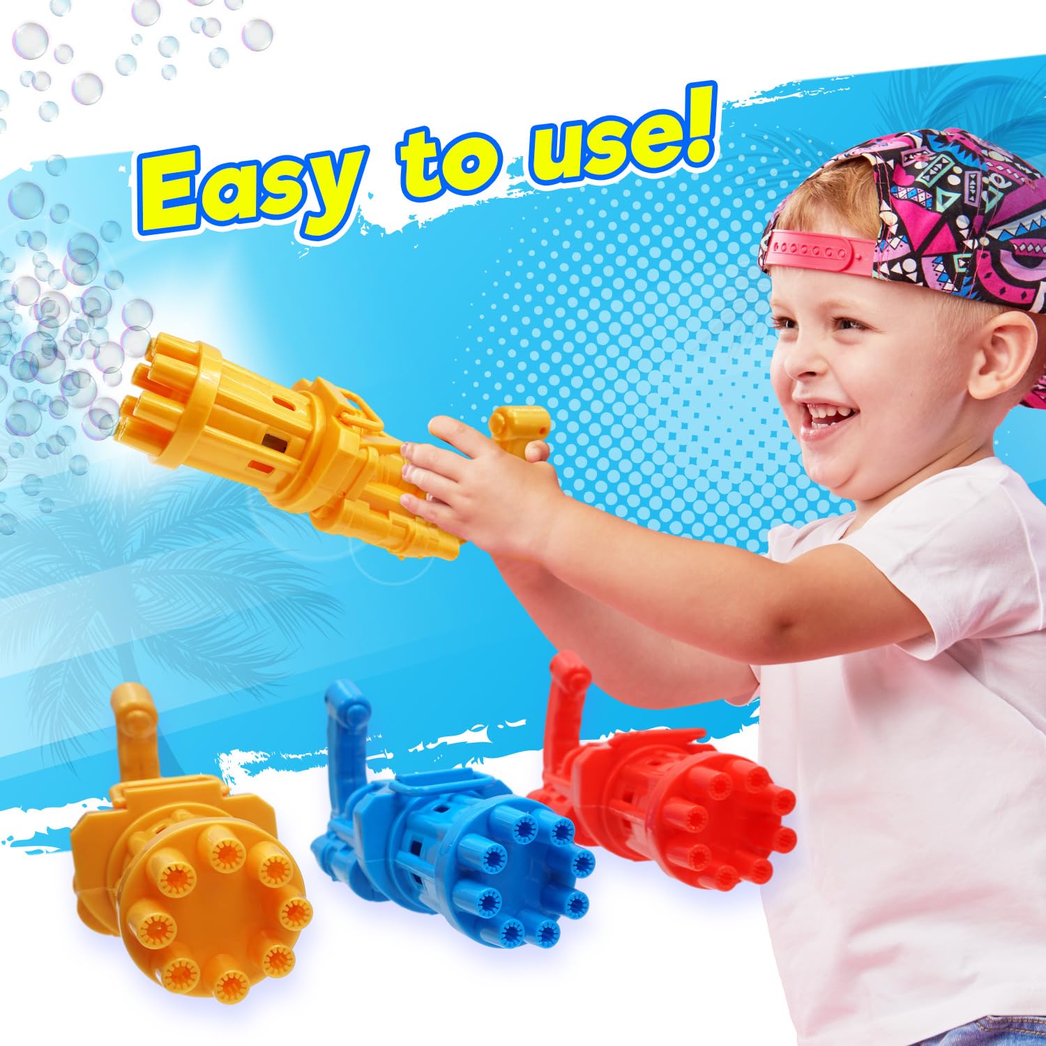 JA-RU Blitz Bubble Blaster Machine Gun (1 Bubble Gun) w/Bubble Tray & Soap Solution. Battery Operated Bubble Machine Blower for Kids Summer Outdoor Activities Wedding Birthday Party Toys.1543-1