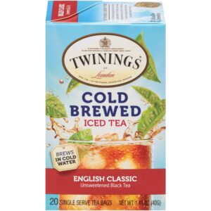 twinings english classic cold brewed iced tea bags, 20 count (pack of 6)