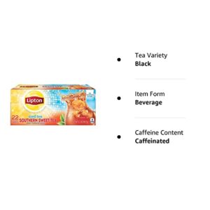 Lipton Southern Sweet Tea Iced Tea Drink Mix 22 Family Size Tea Bags (Pack of 4)