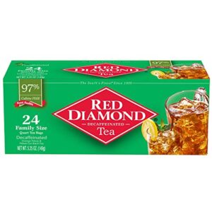 red diamond iced tea bags, decaffeinated, family size tea bags, delicious and freshly brewed taste, special premium blend, 24 count (pack of 6)