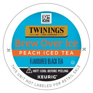 Twinings Brew Over Ice Unsweetened Peach Black Iced Tea K-Cup Pods for Keurig, 24 Count (Pack of 1), Caffeinated