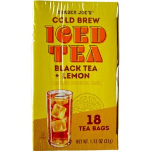 trader joe's cold brew iced tea black tea & lemon, 18 tea bags (pack of 1)