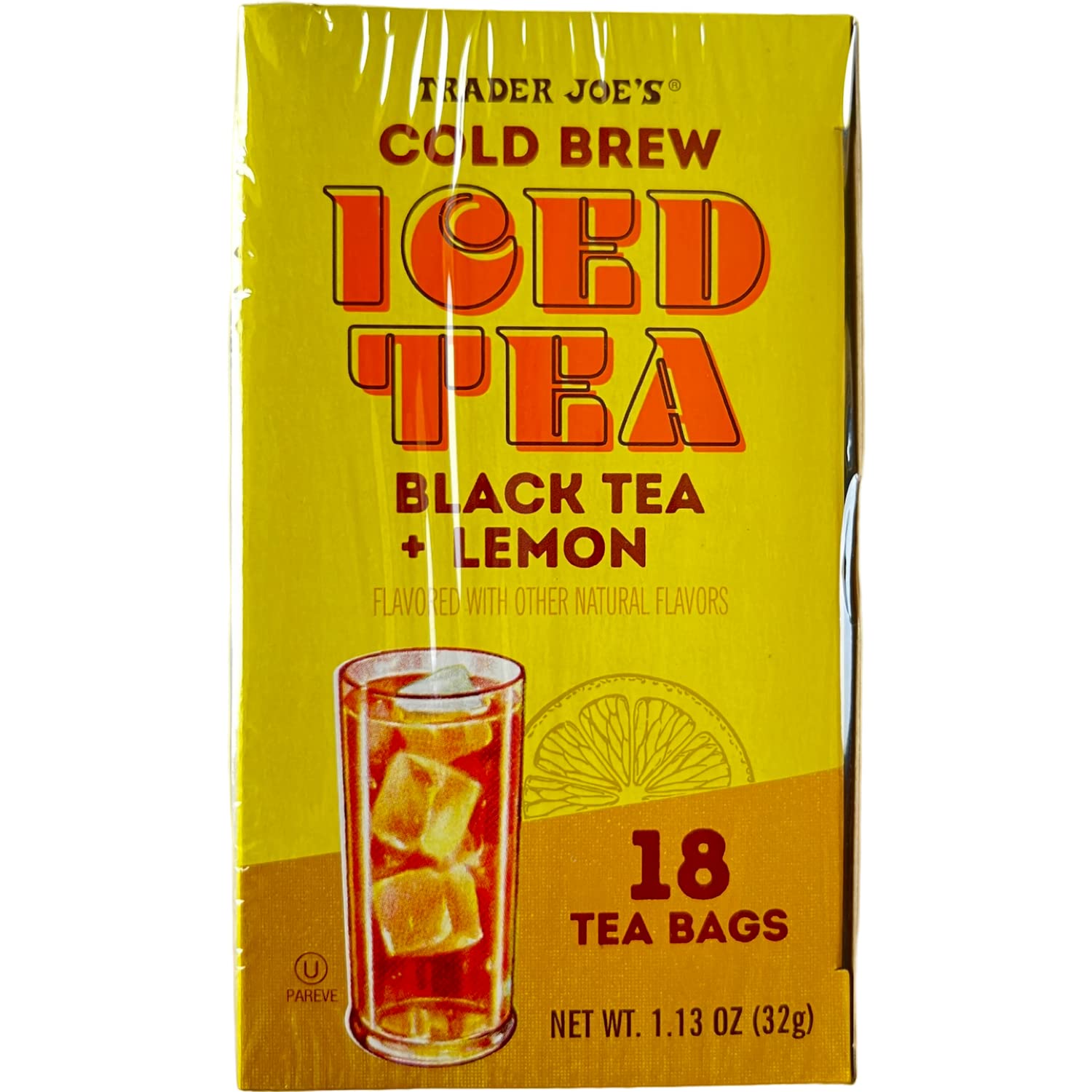 Trader Joe's Cold Brew Iced Tea Black Tea & Lemon, 18 Tea Bags (Pack of 1)