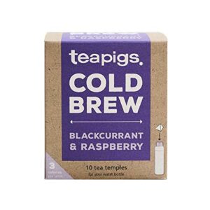 teapigs blackcurrant & raspberry cold brew tea bags, 10 count, naturally sweet herbal tea with punchy hibiscus base