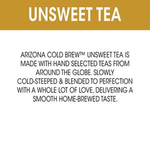 AriZona Unsweet Black Tea - Premium Cold Brew Iced Tea - Sugar Free, 16 Fl Oz (Pack of 12)