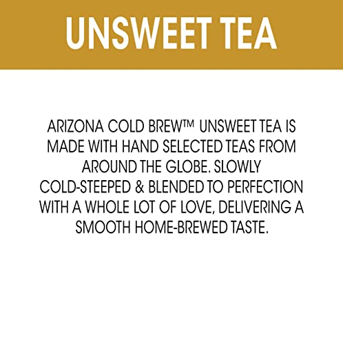 AriZona Unsweet Black Tea - Premium Cold Brew Iced Tea - Sugar Free, 16 Fl Oz (Pack of 12)