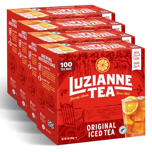 Luzianne Original Unsweetened Iced Tea Bags, 100 Count (Pack of 4)