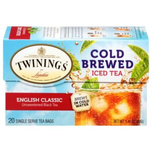 Twinings Tea Cold Brew Tea Bags for Iced Tea - English Classic Black Tea, Unsweetened, Easy Brew in Cold Water, 20 Count (Pack of 2)