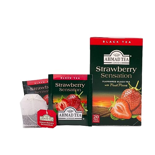 Ahmad Tea Black Tea, Strawberry Sensation Teabags, 20 ct (Pack of 1) - Caffeinated & Sugar-Free