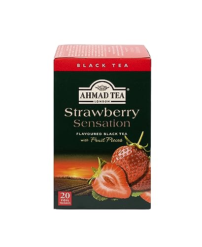 Ahmad Tea Black Tea, Strawberry Sensation Teabags, 20 ct (Pack of 1) - Caffeinated & Sugar-Free