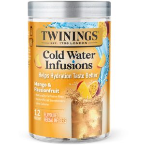 twinings cold water infusions flavored water enhancer, mango & passionfruit, 12 infusers 12 count (pack of 6)