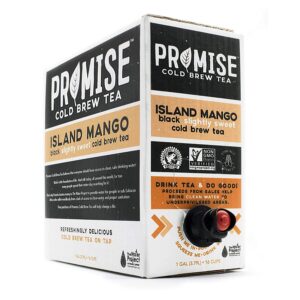 promise beverages slightly sweet island mango cold brew tea on tap (1 gallon / 128 fluid ounces) rainforest alliance certified bag in box liquid, ready to drink sweetened with stevia