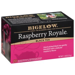 bigelow tea raspberry royale black tea, caffeinated tea with raspberry, 20 count box (pack of 6), 120 total tea bags