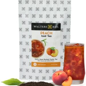 Walters Bay Peach Iced Tea | 12 Quart Sized Tea Bags, Ceylon Tea, Unsweetened, Peach Flavored, 100% Hand Plucked, Black Tea