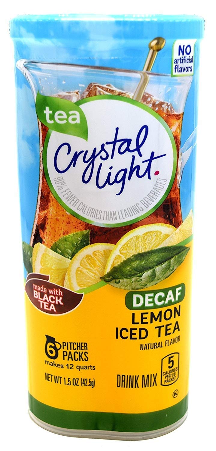 Crystal Light Decaf Iced Tea Drink Mix, Natural Lemon Flavor (12-Quart), 1.5-Ounce Packages (Pack of 4)