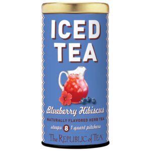 the republic of tea - blueberry hibiscus iced tea, 8 tea bags, herbal tea, caffeine free