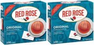 red rose original full flavored black tea specially blended strong black tea with 100 tea bags per box (pack of 2) contains caffeine brew hot/cold original black tea