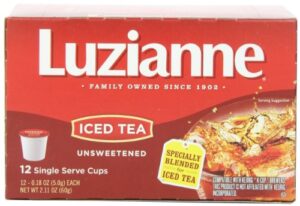 luzianne unsweetened iced tea, single serve k-cup pods, 12 count