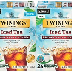 Twinings Iced Tea Unsweetened Black Tea K-Cup Pods for Keurig, Caffeinated, Refreshing, Smooth, Black Tea, 24 Count (Pack of 2)