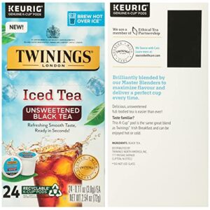 Twinings Iced Tea Unsweetened Black Tea K-Cup Pods for Keurig, Caffeinated, Refreshing, Smooth, Black Tea, 24 Count (Pack of 2)