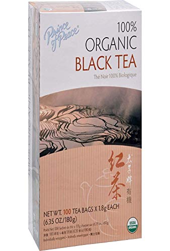 Prince of Peace Organic Black Tea, 2 Pack - 100 Tea Bags Each – 100% Organic Black Tea – Unsweetened Black Tea – Lower Caffeine Alternative to Coffee – Herbal Health Benefits