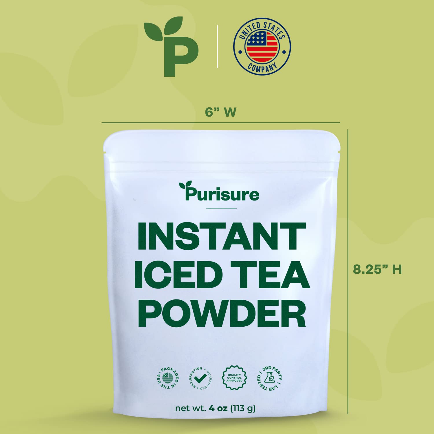 Purisure Unsweetened Iced Tea Powder, Instant Black Tea Powder, Real Black Tea Leaves, Powdered Iced Tea Unsweetened with Zero-Calories, Sugarless Instant Tea Powder, 4 oz, 192 Serving Pack