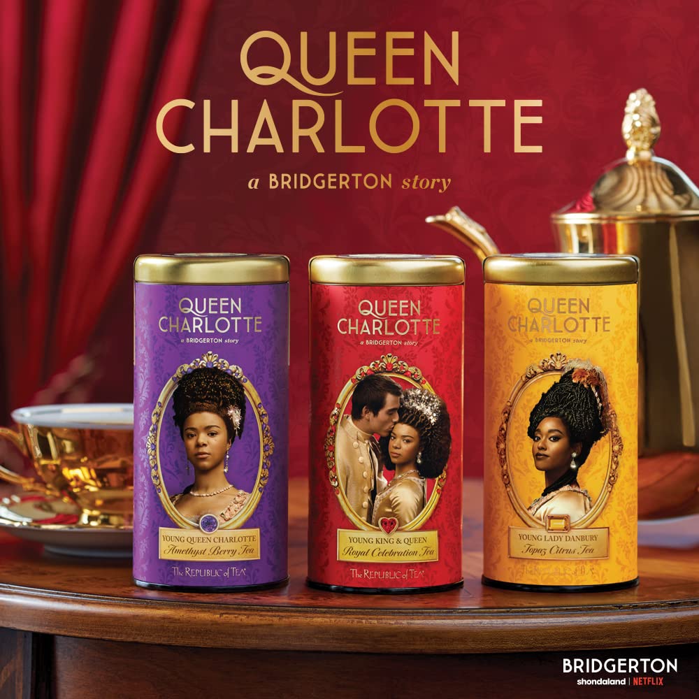 The Republic of Tea - Queen Charlotte: A Bridgerton Story Three Tea Gift, 36 Tea Bags Each