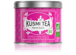 kusmi tea - sweet love bio - blend of black tea, pink pepper, guarana & spices - organic flavore black tea - 3.5 oz loose tea