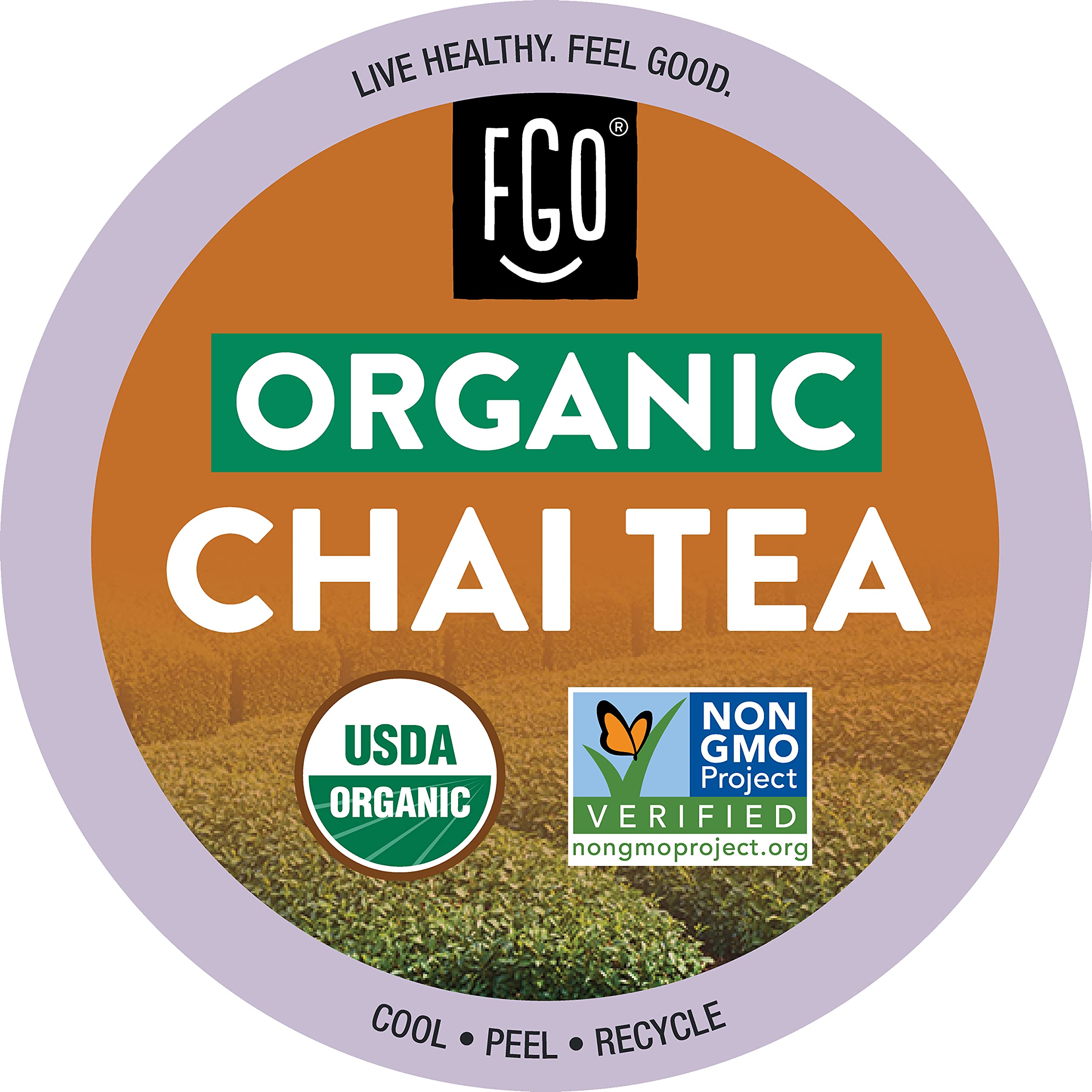 Organic Chai Black Tea K-Cup Pods, 24 Pods by FGO - Keurig Compatible - Naturally Occurring Caffeine, Premium Black Tea is USDA Organic, Non-GMO, & Recyclable