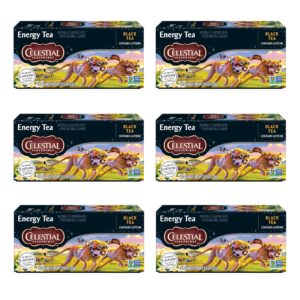 celestial seasonings energy black tea, caffeinated, 12 tea bags box, (pack of 6)