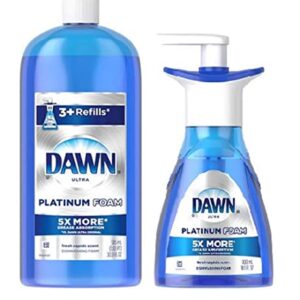 Dawn Platinum Erasing Dish Foam, Dishwashing Soap Pump And Refill Fresh Rapids Scent Kit