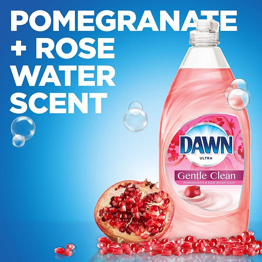 Dawn Ultra Gentle Clean Dishwashing Liquid Dish Soap, Pomegranate & Rose Water Scent, 24 fl oz