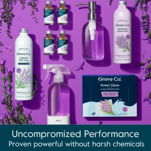 Grove Co. Ultimate Dish Soap Refills (3 x 16 Fl Oz) Removes 48-hr Stuck-on Food and Grease, Plastic Free Cleaning Products, 100% Natural Lavender Blossom & Thyme Fragrance