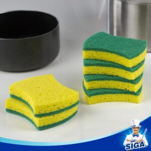 MR.SIGA Heavy Duty Cellulose Scrub Sponge, Dual-Sided Dishwashing Sponge for Kitchen, 12 Pack