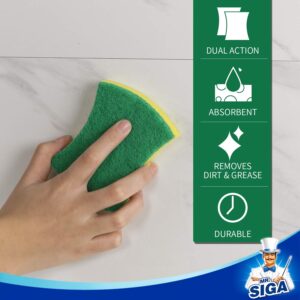 MR.SIGA Heavy Duty Cellulose Scrub Sponge, Dual-Sided Dishwashing Sponge for Kitchen, 12 Pack