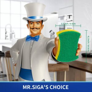 MR.SIGA Heavy Duty Cellulose Scrub Sponge, Dual-Sided Dishwashing Sponge for Kitchen, 12 Pack