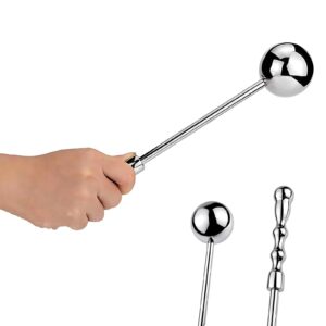 stainless steel dildo massage wand, handheld anal probe metal anal butt plug masturbation pleasure stick anus stimulation sex toy for men women and couple (small)