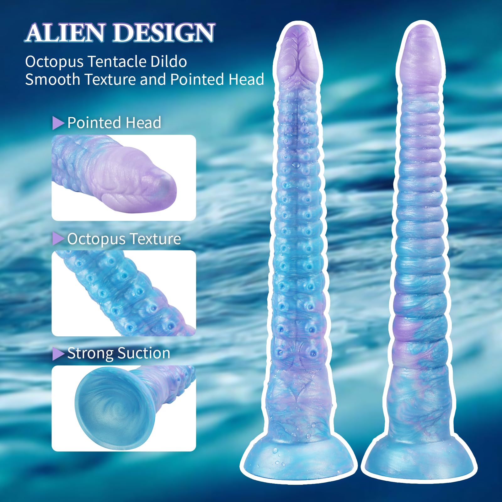 Realistic Anal Dildos 12inch Long Tentacle Dildo with Suction, Thick Silicone Dragon Dildo Octopus Anal Plug Adult Toys for Men Couples