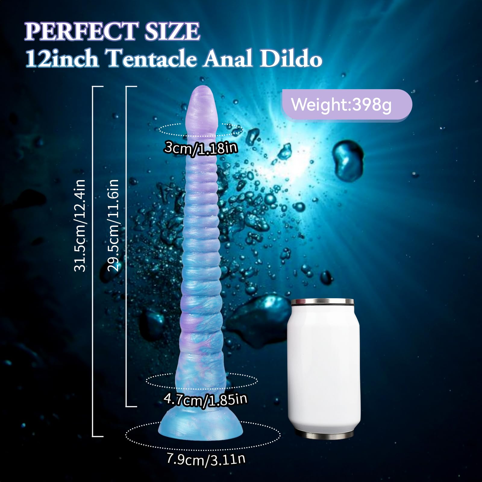 Realistic Anal Dildos 12inch Long Tentacle Dildo with Suction, Thick Silicone Dragon Dildo Octopus Anal Plug Adult Toys for Men Couples