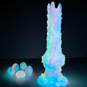 Alien Ovipositor Dildo Toy with Insertable Sex Toy Eggs, 5 Silicone Egg Toy Adult Sex Toy for Women, Pneumatic Inflatable Spawning Dildo Luminous Glow in The Dark - Small Luminous Egg