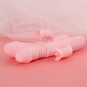 Thrusting Rabbit Vibrator for Women, G Spot Dildo Vibrator 3 Thrusting Rotating and 7 Clitoris Stimulator Vibrator 3 in 1 Rechargeable Heating Anal Dildo Adult Sensory Sex Toys Pink US3