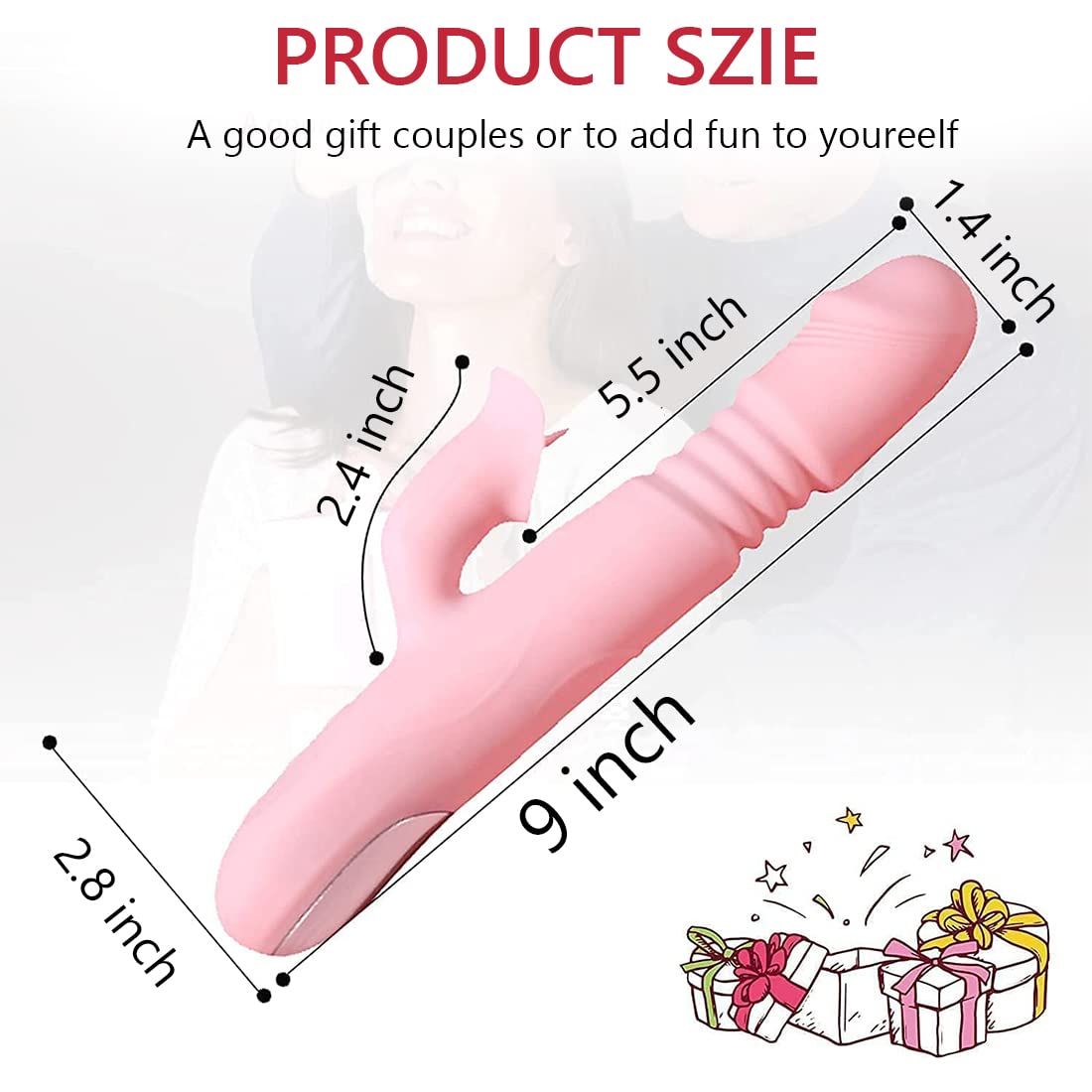 Thrusting Rabbit Vibrator for Women, G Spot Dildo Vibrator 3 Thrusting Rotating and 7 Clitoris Stimulator Vibrator 3 in 1 Rechargeable Heating Anal Dildo Adult Sensory Sex Toys Pink US3