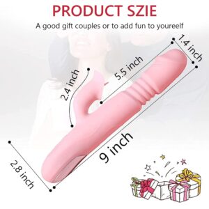 Thrusting Rabbit Vibrator for Women, G Spot Dildo Vibrator 3 Thrusting Rotating and 7 Clitoris Stimulator Vibrator 3 in 1 Rechargeable Heating Anal Dildo Adult Sensory Sex Toys (Pink)