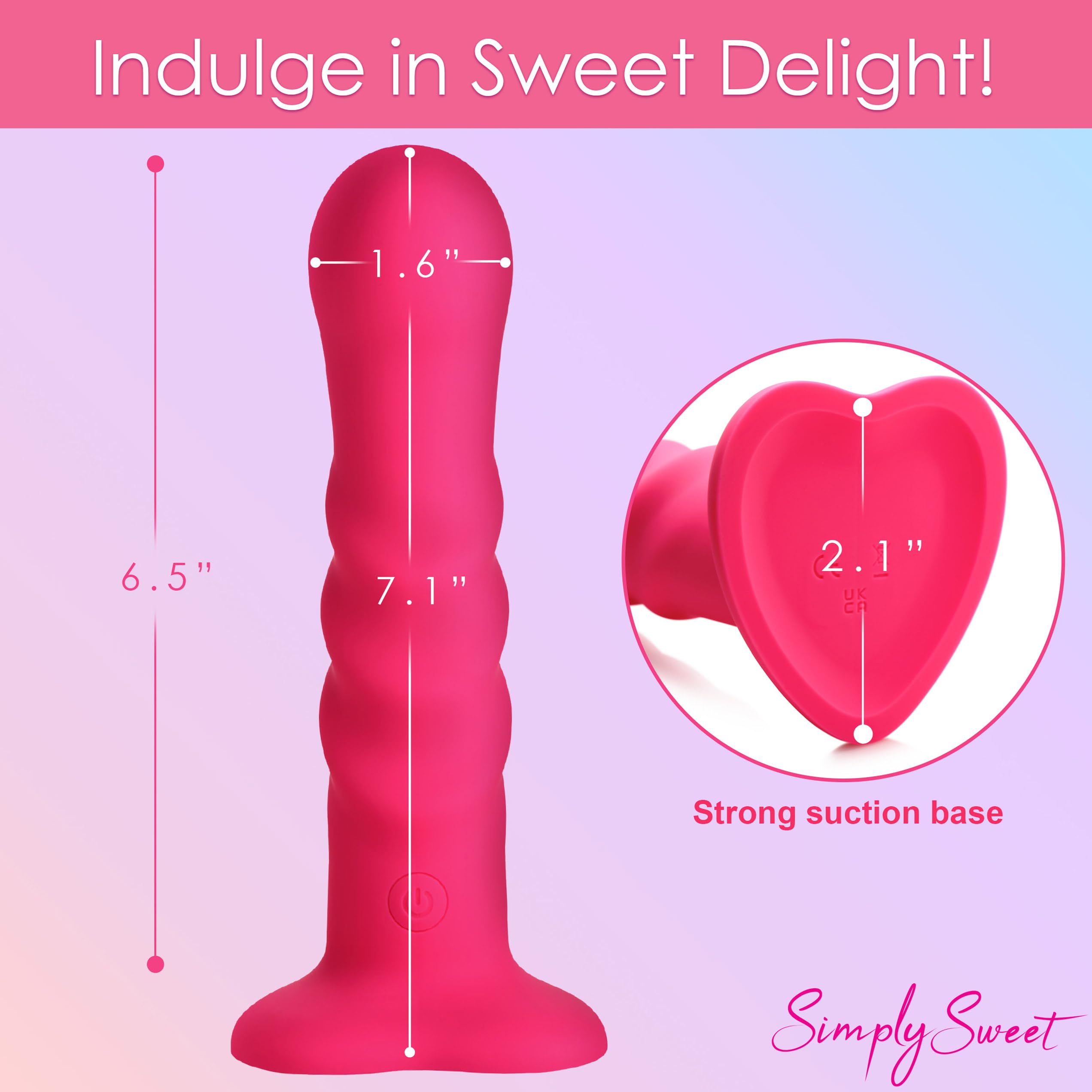 SIMPLY SWEET 21X Vibrating Ribbed Silicone Dildo with Remote for Women, Men & Couples. 3 Speeds and 7 Patterns of Vibration. Flexible Shaft, Harness Compatible Suction Base, Rechargeable. Ribbed, Pink