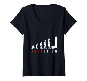 womens adult evolution sextoy - the real love v-neck t-shirt